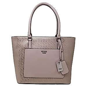 GUESS Women's Rose Dust Rose Gold Patent Logo Debossed Tote Bag Handbag Purse