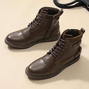 Bruno Marc Men's Motorcycle Boots Oxford Dress Boot,Size 12,Brown,PHILLY_10