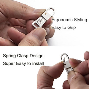 Zpsolution Stainless Steel Zipper Pulls - More Sturdy Zipper Pull Replacement for Luggage Suitcase Backpacks - Easy Use for Broken And Missing Zipper Pulls (Stainless Steel 2Black)