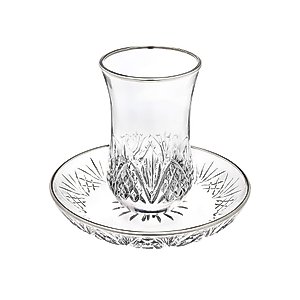 Godinger Kiddush Cup and Saucer with Platinum Edge - Dublin Crystal Collection