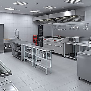 48" Long X 14" Deep Stainless Steel Work Table with 2 Shelves | Metal Food Prep Station | Commercial & Residential NSF Utility Table