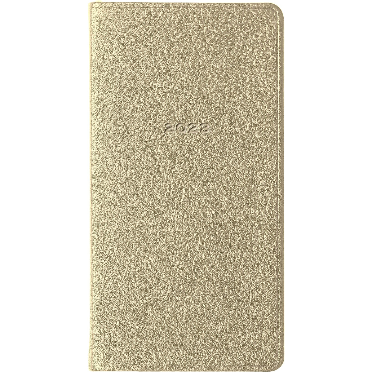 Graphic Image 2023 Pocket Datebook Planner Journal, Genuine Leather, Bound in The USA, 6", White Gold