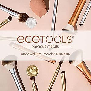 EcoTools Precious Metals Face Blend & Sculpt Set, Makeup Brush Kit For Foundation, Concealer, & Powder, Ecofriendly Makeup Brush Kit, Recycled Aluminum, Chrome, Cruelty-Free, 4 Piece Set