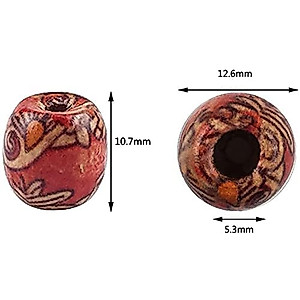 JPSOR 300pcs 12mm Painted Wooden Hair Beads, Round Loose Wood Beads Bulk for Braids, African Beads for Hair, Jewelry Making, Craft DIY, Macrame Rosary Bracelet Necklace Making