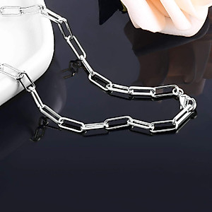COZLANE Silver Paperclip Chain Necklace for Women Dainty Oval Link Chain Choker Necklace and Bracelet Set for Women Girls