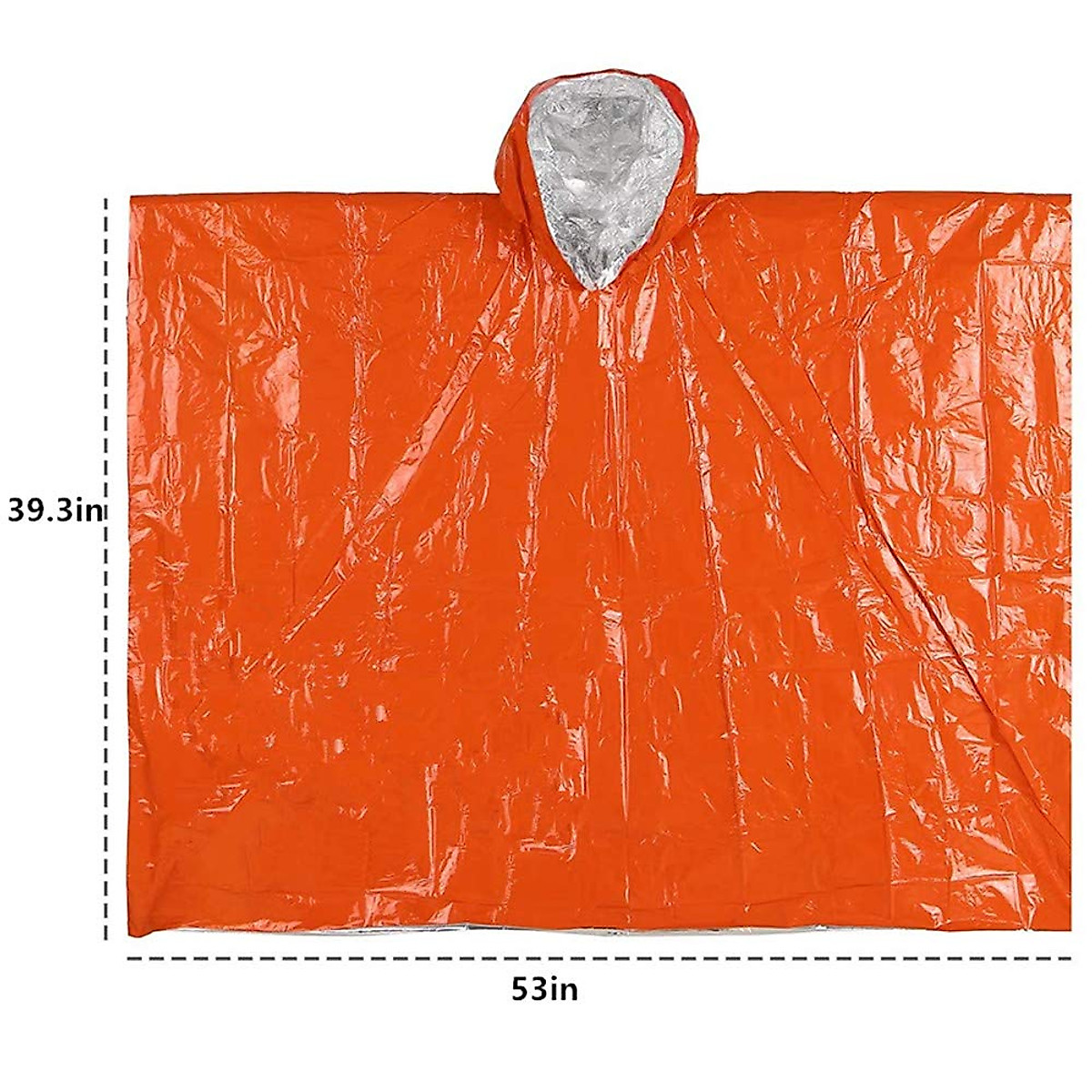 2pcs Emergency Blanket Poncho, 39.3 x 53inch Thermal Mylar Space Blanket Rain Ponchos Survival Gear and Equipment for Outdoor Activity Camping Hiking