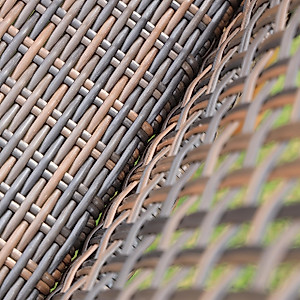 IDZO Harmonie 800lbs Capacity Outdoor Loveseat Furniture, FSC Certified Acacia Patio Sofa with Upgraded 2000 Hours UV Resistant Wicker, Teak Finish Porch Couch