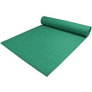 YogaAccessories 1/4" Thick High-Density Deluxe Non-Slip Exercise Pilates & Yoga Mat, Forest Green
