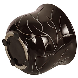 Abhandicrafts XXL Large Double Spiral Knitting Yarn Bowl Coffee Color Ceramic Pottery Storage Bowl with Hand Carved Design of Beautiful Dry Tree Branches