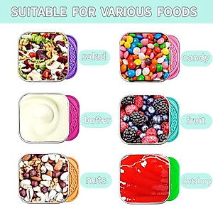 SEUOX 6Pack 6oz Stainless Steel Snack Containers for Kids, Easy Open Leak Proof Metal Toddler Snack Containers with Silicone Lids, Stackable Metal Toddler Lunch Box for Daycare, School and Travel
