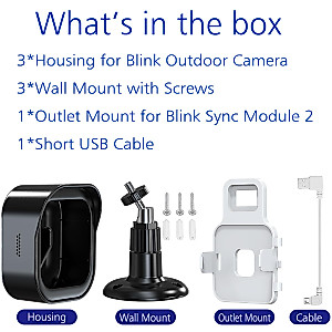 All-New Blink Outdoor 4 Camera Wall Mount, Weatherproof Protective Housing and 360° Adjustable Mount with Blink Sync Module 2 Mount for 4th 3rd Gen - Blink Camera Not Included (3 Pack, Black)