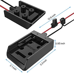 Power Wheel Adapter with Fuse & Switch, Secure Battery Adapter for Dewalt 20V Lithium Battery, with 12 Gauge Wire, Good Power Convertor for DIY Ride On Truck, Robotics, RC Toys and Work Lights, 1 Pack