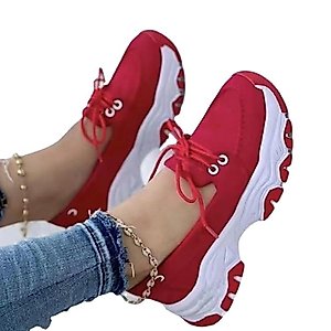 Women's Orthopedic Walking Shoes, Arch Support Orthopedic Sports Shoes for Traveling and Hiking (Red,7.5)