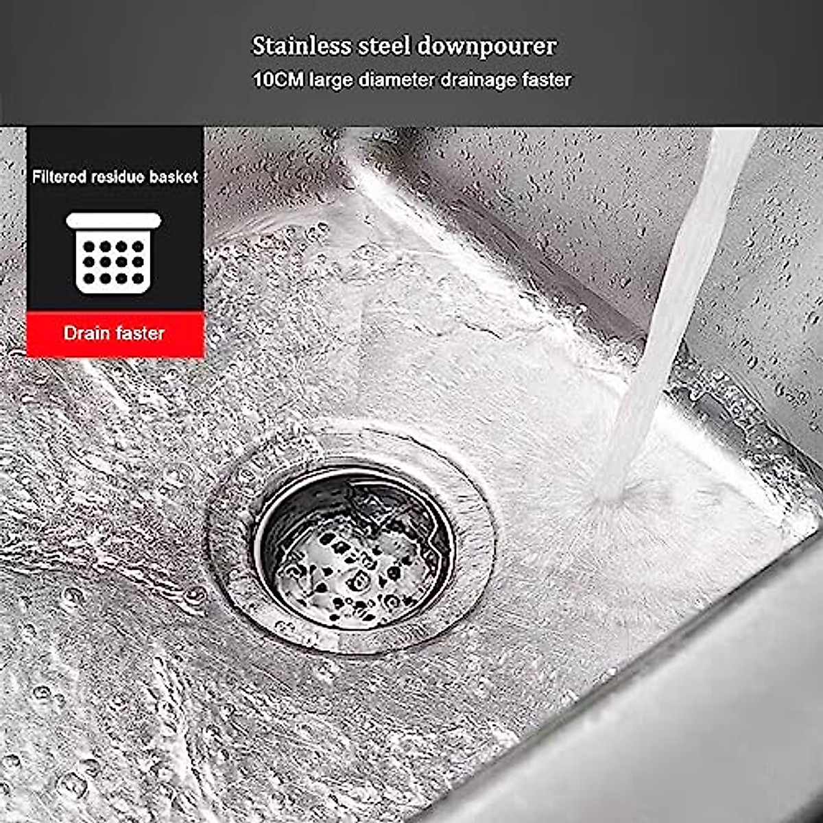 Commercial Kitchen Washing Sink Commercial Stainless Steel Utility Sink Freestanding Stainless Steel Sink with Drain Kit &Faucet for Restaurant, Laundry, Garage(47.2 * 27.5 * 30.5in)