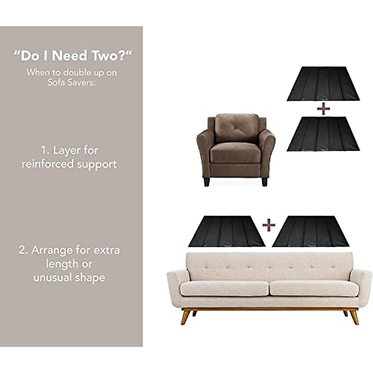 LAMINET Deluxe Extra Thick Sagging Furniture Cushion Support Set of 2 New Improved Extend The Life of Your Chair/Cushion - 60% Thicker Extend for Length and Width Up to 34" x 66" or Up to 17" x 132"