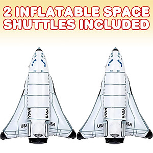 ArtCreativity Space Shuttle Inflates, Set of 2, Inflatable Astronaut Toys for Kids, Decorations for Outer Space Themed Parties, 14 Inch Long Party Inflates, Fun Pretend Play Accessories