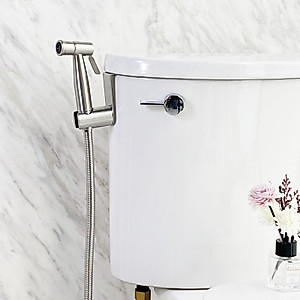 FOLINUS 2 Pieces Stainless Steel Bidet Sprayer Holder, Handheld Bidet Sprayer Hanger Hook for Toilet Tank Brushed Nickel