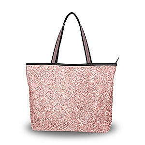 Rose Gold Tote Handbags for Women Large Capacity Work Purse Designer Shoulder Bags