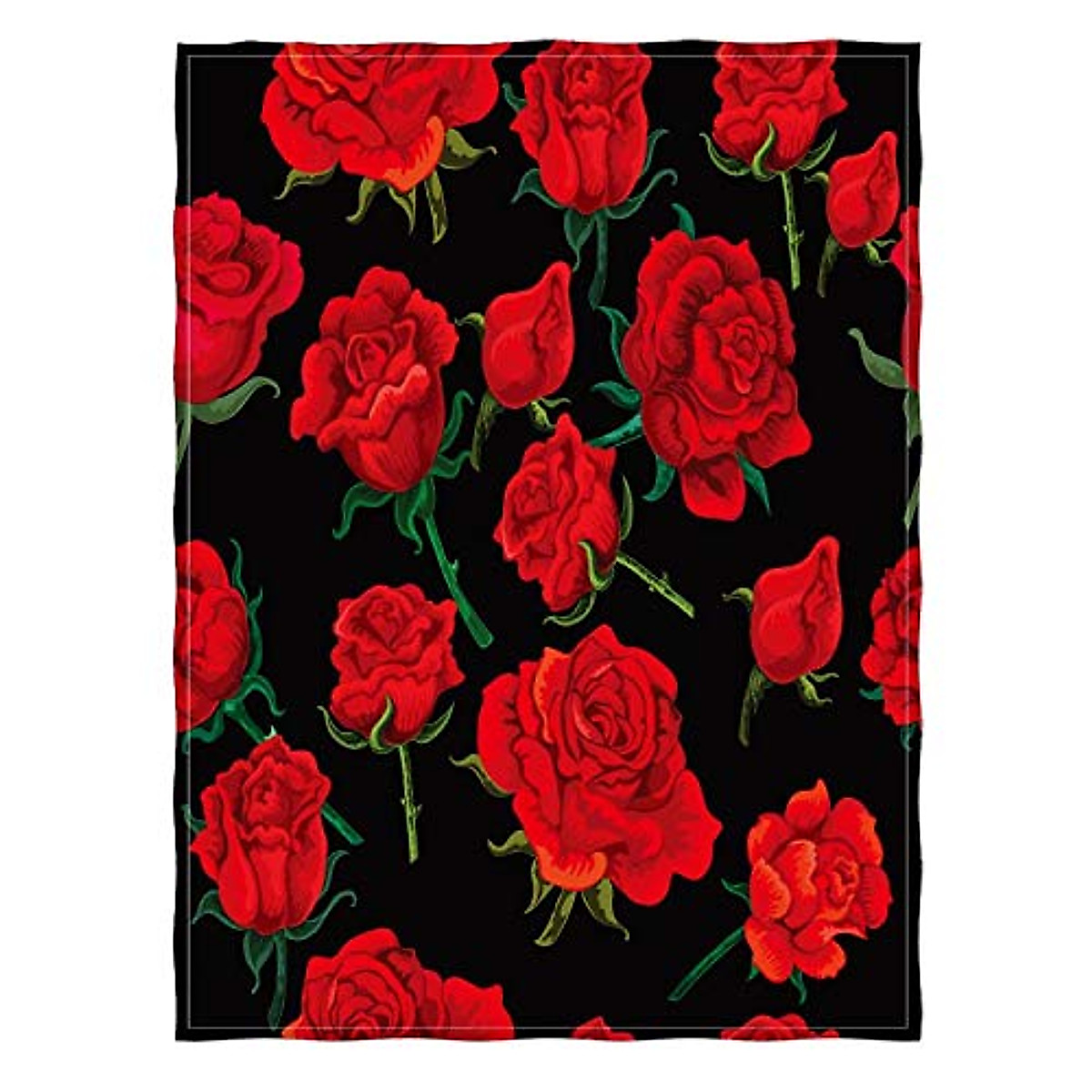 Yunine Flowers Blanket, 60 x 80 Inches Throw Blanket red Rose Pattern Soft Warm Blanket for Bed Couch Sofa Lightweight Travelling Camping Comfort Home Decoration for All Season