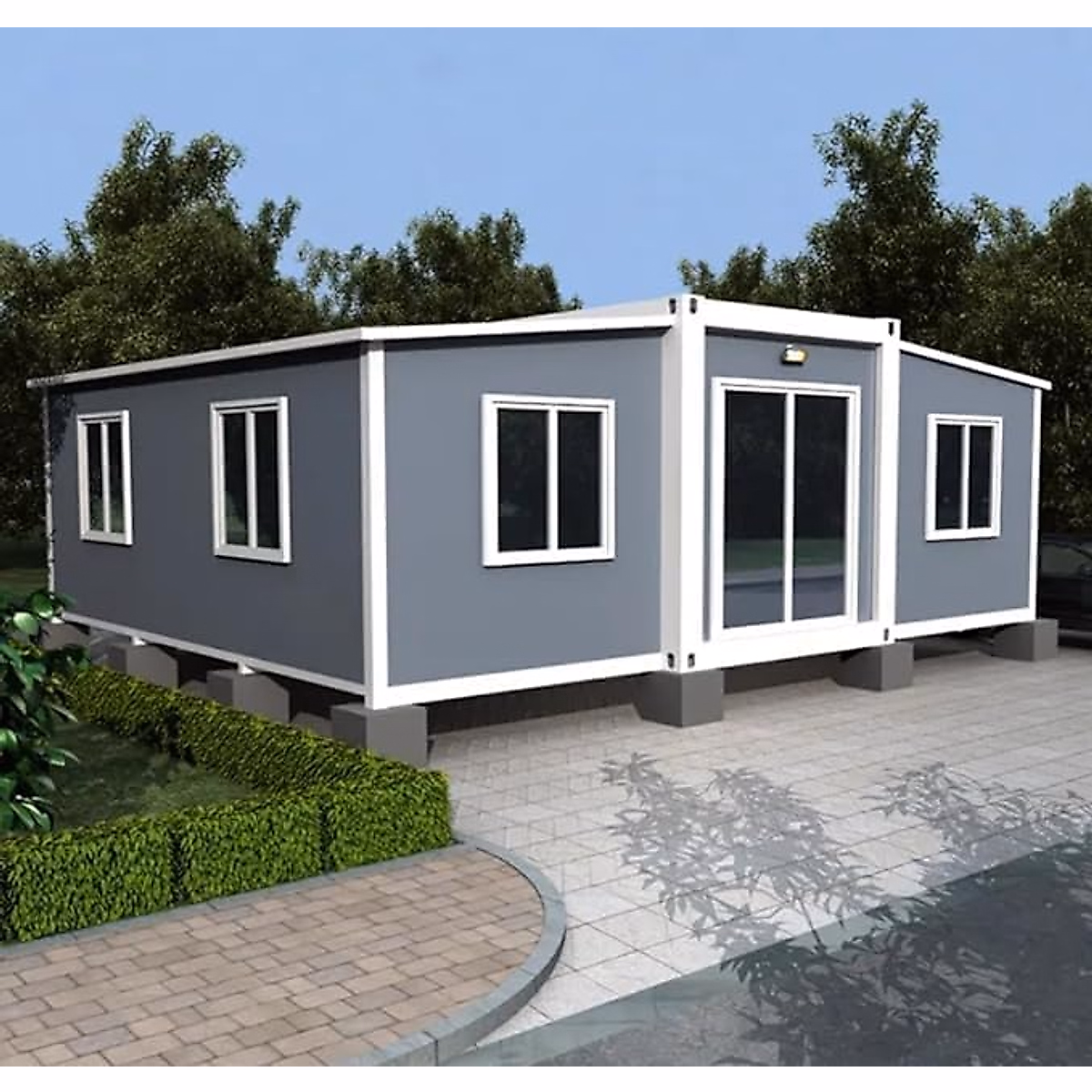 HUGHEARTS Portable Prefabricated Tiny Home 20x20ft, Mobile Expandable Plastic Prefab House for Hotel, Booth, Office, Guard House, Shop, Villa, Warehouse, Workshop (with Restroom)