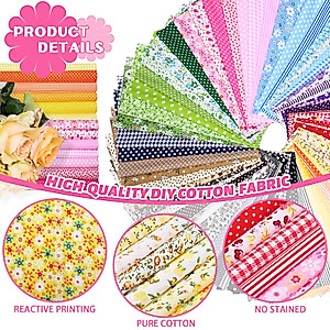 Kingdder 200 Pcs 10 x 10 Inch Cotton Fabric Squares for Quilting Craft Fat Quarters Fabric Bundle Squares Patchwork for DIY Crafts Scrapbooking Cloths Handmade Accessory (Flower)