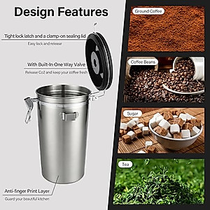 malmo 60oz/1.8L Food Containers 3-Piece, Airtight with Lid, Cups and Date Tracker Containers Set for Tea Coffee Beans Sugar Flour, Stainless Steel Kitchen Pantry Storage Counter, Silver