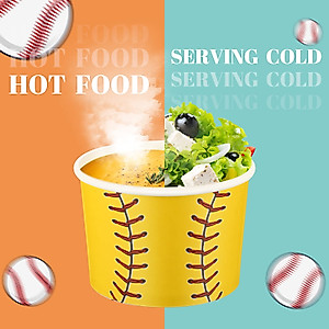 Zubebe 200 Pcs Softball Baseball Ice Cream Bowls 9 oz Softball Snack Bowl Soup Cup Serving Dishes Disposable Paper Food Tasting Cups Baseball Softball Party Supplies Game Day Decorations Dessert Cups