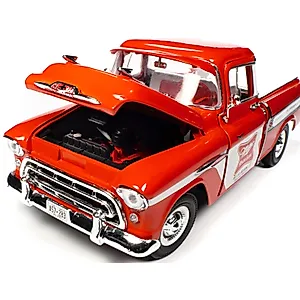 Auto World 1957 Chevy Cameo Pickup Truck Red and White 1/18 Diecast Model Car by Autoworld AW287