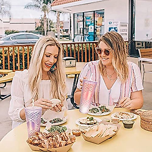 Tumbler with Lid, Iced Coffee Cup Travel Mug Reusable Plastic Cups,Double Walled Insulated Tumblers With Leak Proof Lids,BPA Free,24Oz Glitter Pink