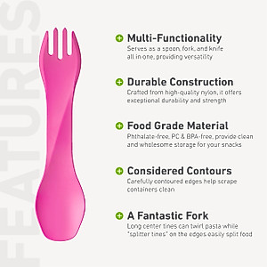 humangear GoBites Uno | Travel & Camping Utensils | Portable & Convertible Dining Ware | Multi-Functional Spork, Pink