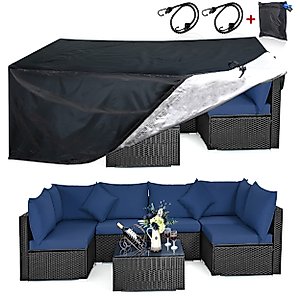 Noshki Patio Furniture Covers, Heavy Duty 600D Outdoor Furniture Cover Waterproof & Dust Proof for Sectional Sofa Set Cover, Patio Table and Chair Sets (74" L x 47" W x 27" H)