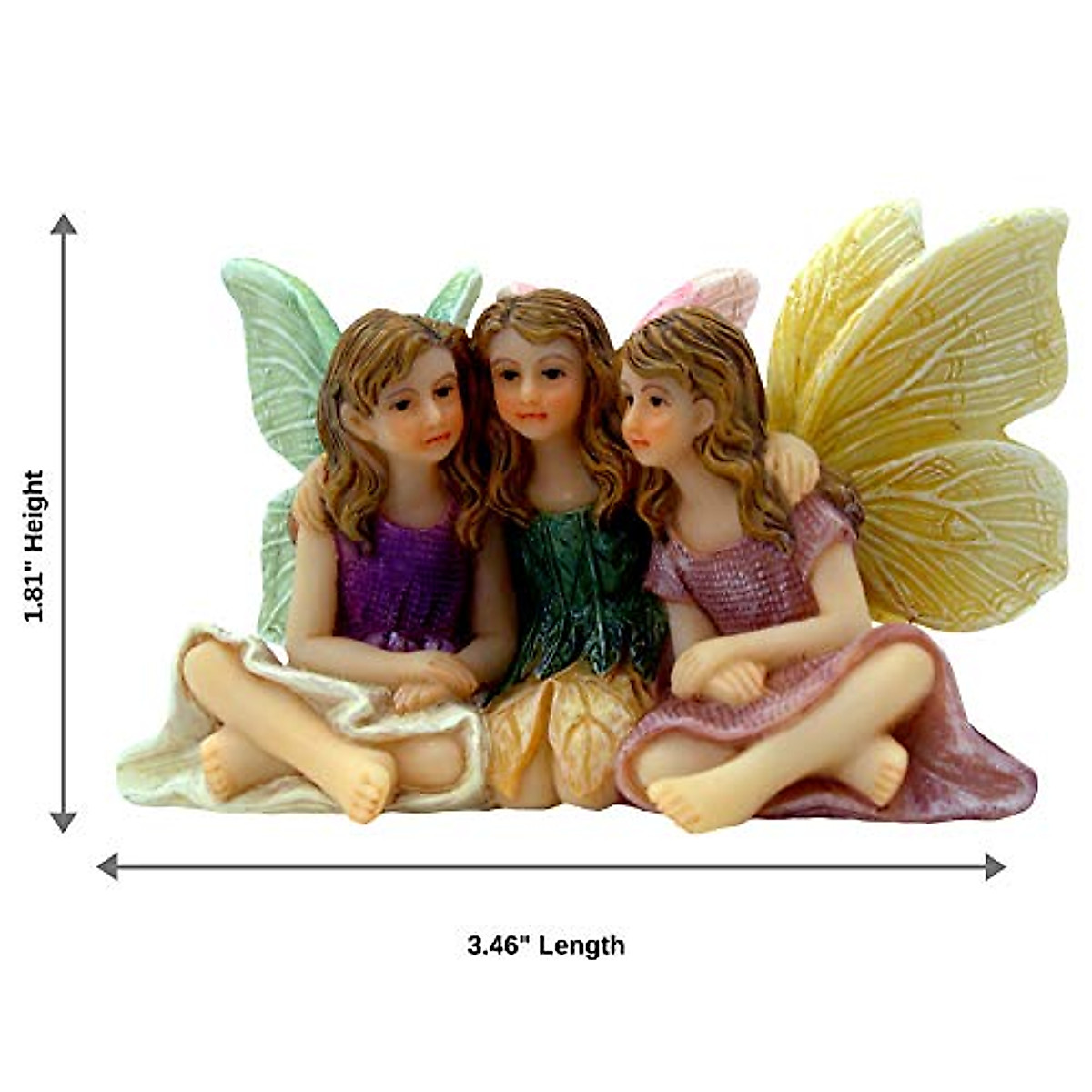 PRETMANNS Fairies for Fairy Garden - Garden Fairy Figurines - Garden Fairies for a Miniature Fairy Garden - Adorable Sitting Fairy Garden Fairies - 1 Piece Sister Fairies