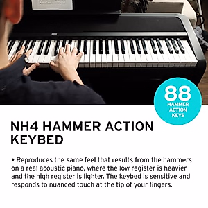 Korg, Portable Digital Piano with 88-Key Full Size Weighted Keyboard, Built-in Speakers, Furniture, Music Stand, and 3-Pedal Unit (B2SP BK)