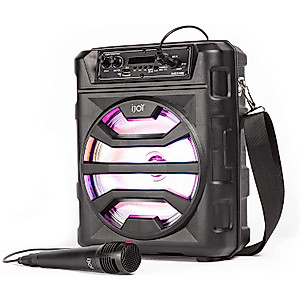 iJoy Karaoke Machine- Bluetooth Party Speaker with Microphone- LED Disco Lights and Voice Changing Effects- FM Radio, Rechargeable and Portable with HD Sound