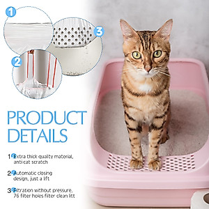 84 Count Large Sifting Cat Litter Bags 31 x 18 Inch Cat Litter Box Liners with Holes Drawstring Litter Box Liners Disposable Thick Scratch Resistant Cat Litter Bags for Pet Cat Litter Box