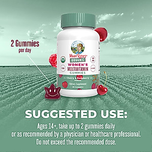 MaryRuth Organics Multivitamin for Women | Womens Multivitamin Gummy | Vegan | USDA Organic | Immune Support Gummy Vitamins | Hair and Skin Vitamins for Women | Vitamin D3 | Selenium | 60 Count