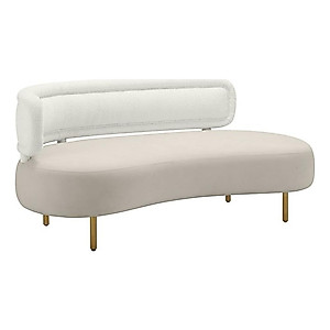 Tov Furniture Tischa Cream Boucle & Grey Velvet Sofa