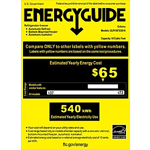 Galanz GLR18FS5S16 French Door Refrigerator with Installed Ice Maker and Bottom Freezer Adjustable Electrical Thermostat Control, Frost Free, Energy Star Certified, Stainless Steel, 18 Cu Ft