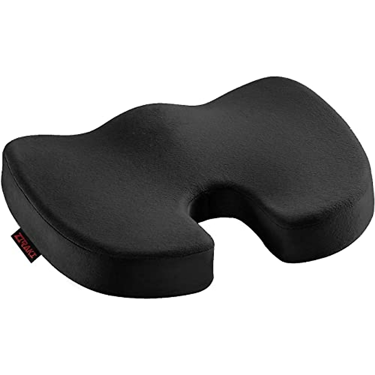 Seat Cushion Pillow - Orthopedic Design - 100% Memory Foam Supports & Protects Sciatica, Coccyx, Tailbone Pain Back Support -Ideal for Home Office Chair, or Car Driver (Black)