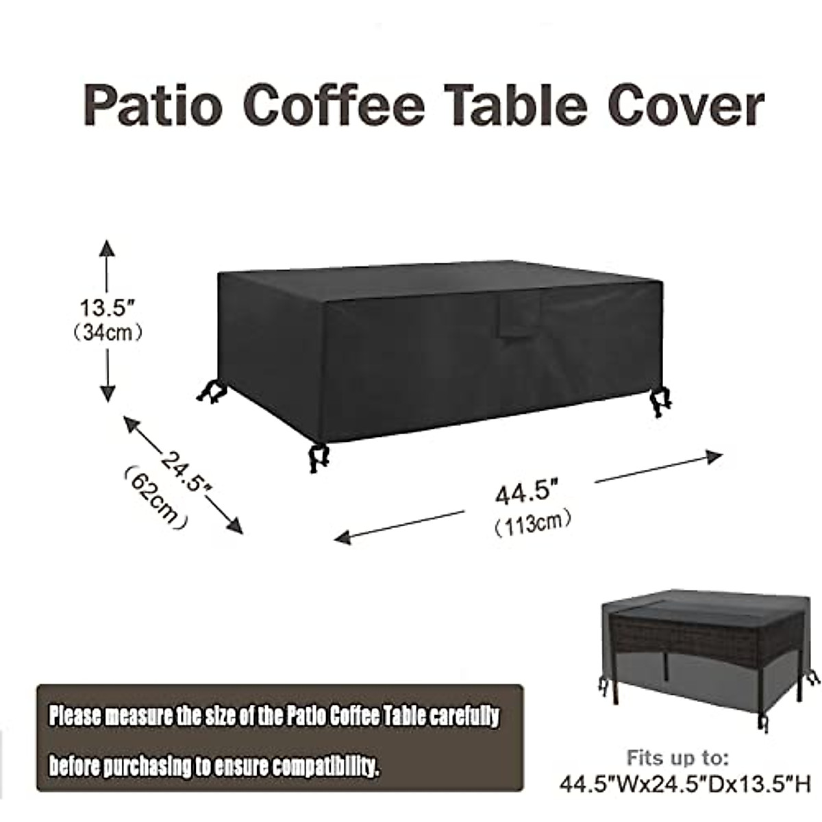 SIRUITON Patio Furniture Cover Set ,Fit for 4 Pieces Patio Outdoor Rattan, Wicker Chair Conversation Furniture Sets,Heavy Duty Durable and Water Resistant Fabric (Black)