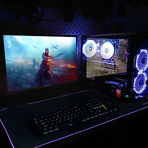 RGB Large Gaming Mouse Pad with 4Port USB Hub and 13Lighting Modes, Computer Keyboard Mouse Pad, Oversize Anti-Slip Rubber Base Mouse Mat for Computer PC Games (31.5 x 11.81 in Black,0.15in Thick)