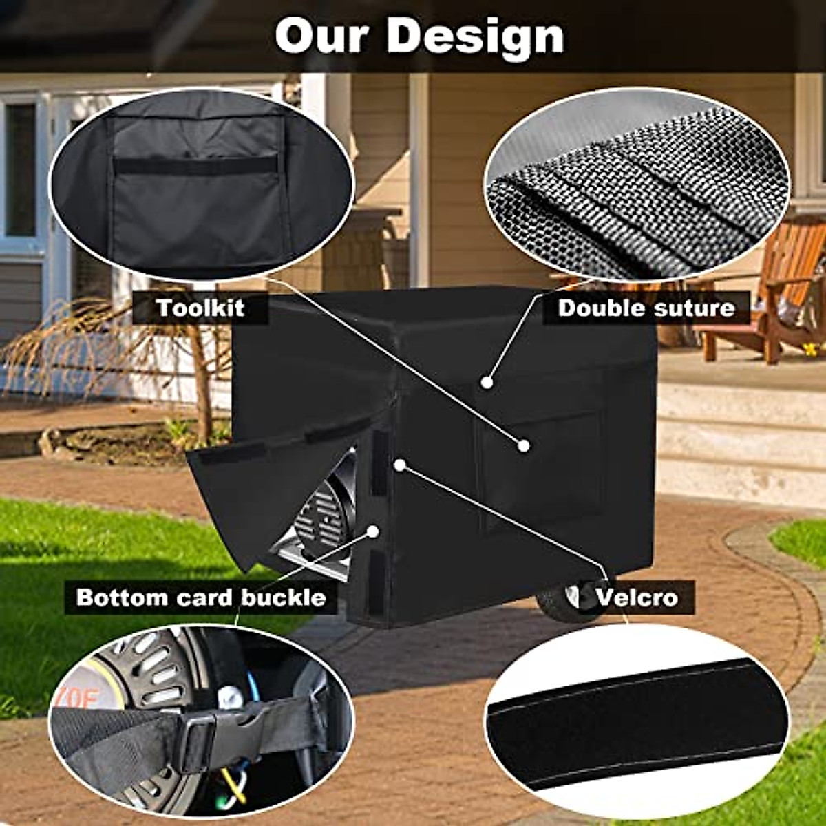 COVERVIN Generator Cover 600D Outdoor Waterproof Oxford Generator Cover Universal All-Weather Outdoor Protection Fits 38"Lx28"Wx30"H