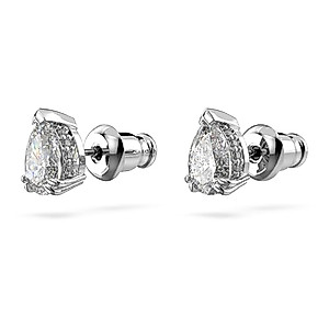 Swarovski Stilla Stud Earrings, Pear Cut, Clear Crystals, Rhodium Finish