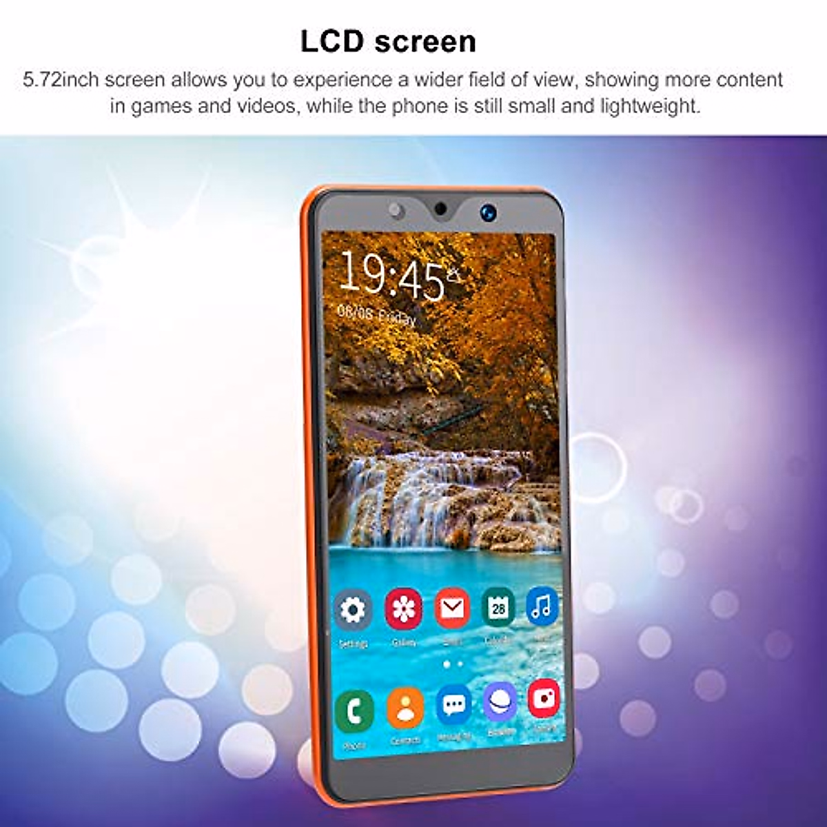 3G Unlocked Smartphone , Note30 Plus 5.72in HD Full Screen Cell Phone , Support APP Face Recognition for Android 8.1 Fingerprint Unlock Smartphone , 512M 4G , Dual SIM Dual Camera Orange