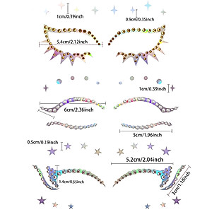 ZZXLLRO 3 Sets Star Face Stickers Jewels, Holographic Face Gems Stick on, Eyeliner Stickers, Pearls Makeup Rhinestones for Women Girls Eye Halloween Cosplay Rave Club Party