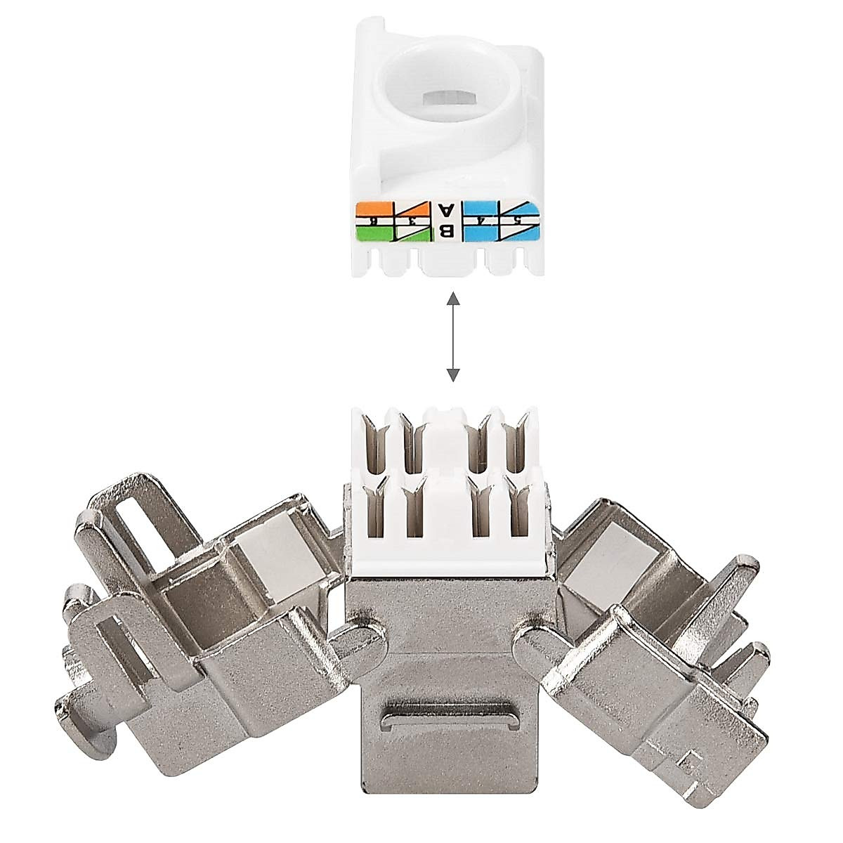 kwmobile Keystone Module Jacks - 12 Piece CAT6A Shielded Keystone Jack RJ45 Cat 6A Ethernet Module 10 Gbit with Shielded Metal Housing