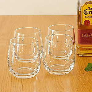 12 Ounce Stemless Wine Glasses/Whiskey Glasses/Beverage Glasses, Set of 4 Great For Drinking Wine, Whiskey or Juice, Versatile Glass Cups/Glassware Sets/Glass Tumblers