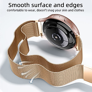 JKD Metal Band Compatible with Samsung Galaxy Watch 7 6 5 4 Bands 40mm 44mm, Galaxy Watch 6 Classic/4 Classic Band 42mm 46mm 43mm 47mm/Active 2, 20mm Stainless Steel Wristband Women Men, Rose Gold