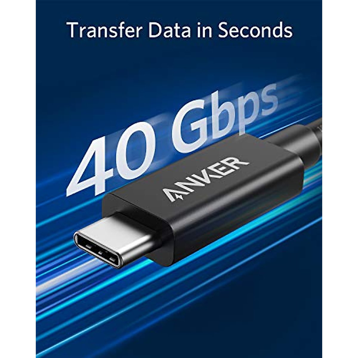 Anker [Intel Certified] Thunderbolt 3.0 Cable 1.6 ft (USB-C to USB-C) Supports 100W Charging / 40Gbps Data Transfer (Compatible with USB 3.1 Gen 1 and 2), Perfect for Type-C Macbooks