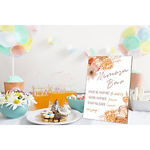 Mimosa Bar Sign,Wooden Sign with Stand,Blush Floral Pumpkin Mimosa Bar Decorations,Fiesta Bar Decor,Bridal Shower Supplies,Bar Supplies,Party Decor,Bridal Shower Sign,Wedding Decor,Party Supplies,4